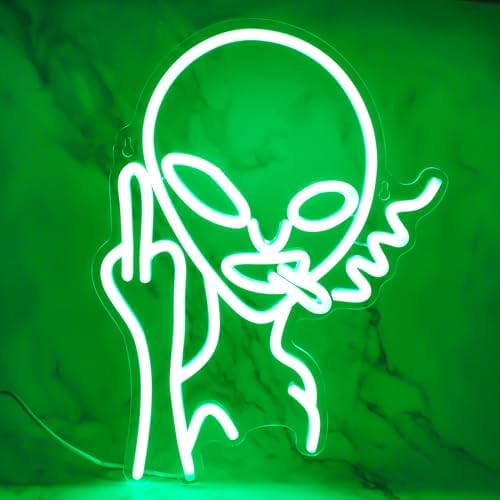 Alien Neon Sign, Green LED Alien Decorations Neon Lights, Cool Alien ...