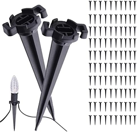 Amazon.com: 100 PCS Plastic Ground Spikes Stakes, Christmas Light ...