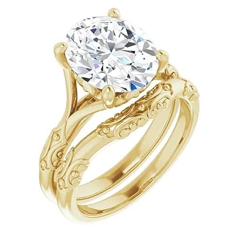 Amazon.com: 10K/14K/18K Solid Yellow Gold Handmade Engagement Ring, 3.5 ...