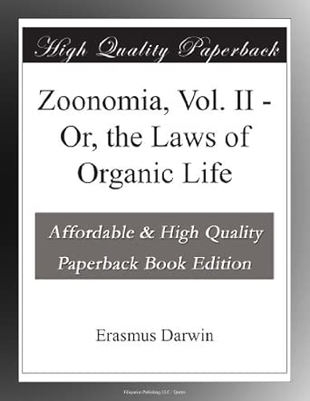 Amazon.com: Zoonomia, Vol. II - Or, the Laws of Organic Life: Darwin ...