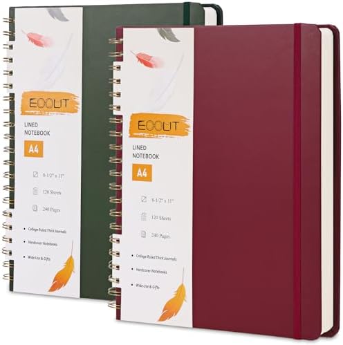 Amazon.com : Koogel Blue Spiral Notebook A4, Hardcover Notebook College ...