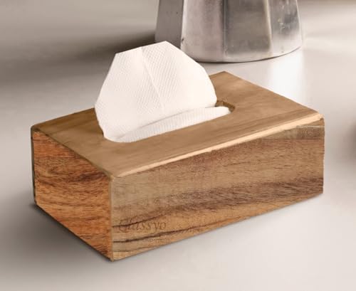 Amazon.com: Classyo Acacia Tissue Box Cover for Home, Wooden Tissue ...