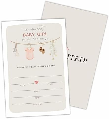 Amazon.com : luixd Baby Shower Invitation Cards A Sweet Baby Girl Is On ...