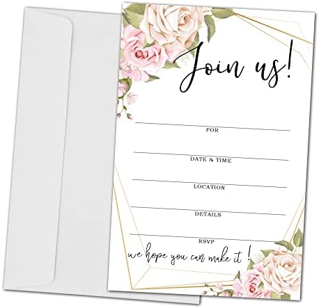 Amazon.com : ZEDEV Join Us Invitation Cards - Floral Invite Cards for ...