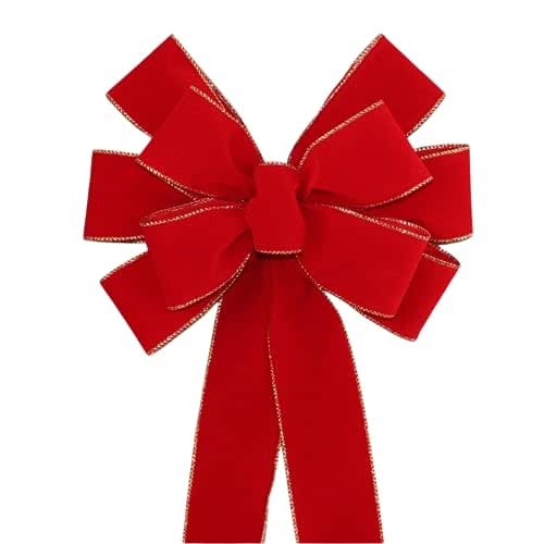 Amazon.com: Brick Red with Gold Edge Velvet Wreath Bow in Color and ...