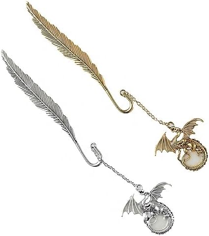Amazon.com: Vintage Feather Metal Bookmark - Cool Metal Dragon ...