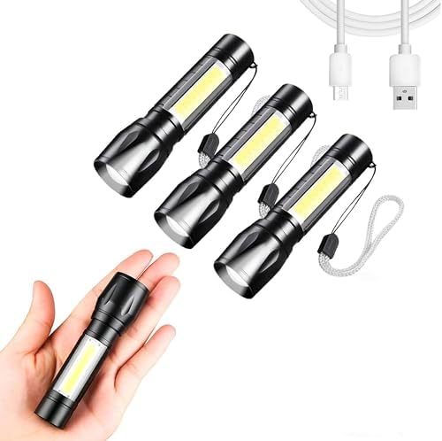 Raganet, 3 Linternas LED Recargables, Lamparas de Mano de 2,000 Lumenes ...