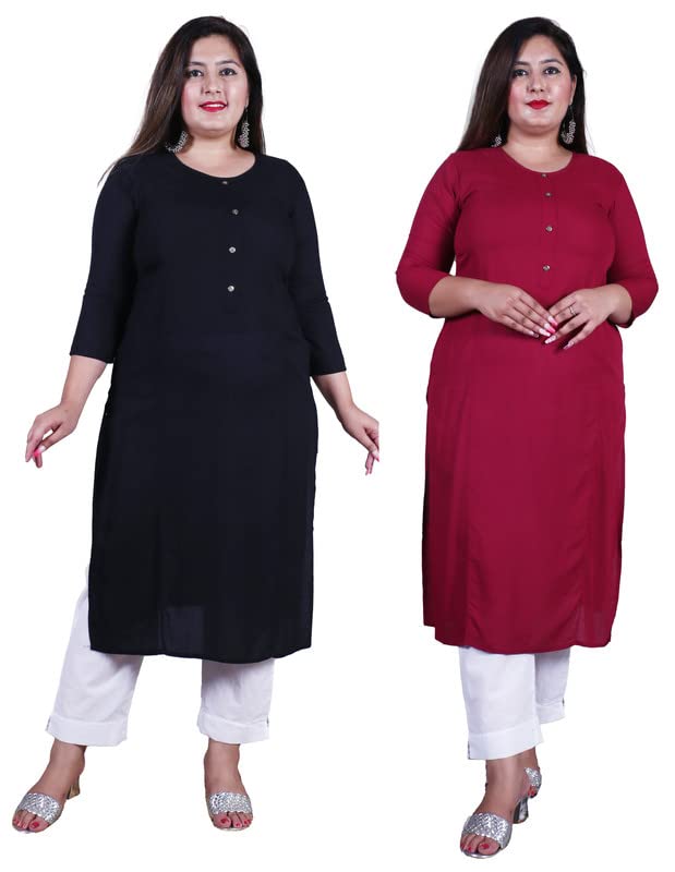 Buy LABASANA Rayon Combo Pack Solid Kurti's for Women's |Pack of 2 ...