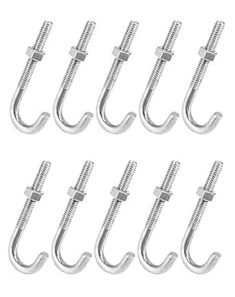 Amazon.com: QWORK Perno en J de acero con tuerca, pernos de anclaje de ...