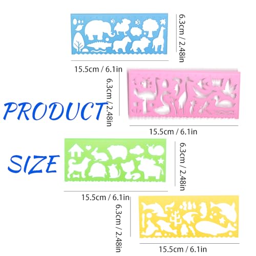 Snapklik.com : Template For Drawing,4 Pack Clear Ruler Animal-Shaped ...