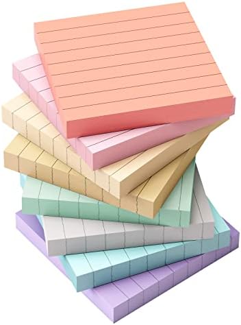 Amazon.com : EOOUT 8 Pads Lined Sticky Notes, 3x3 Inches Self-Stick ...