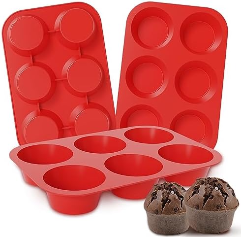 Amazon.com: SILIVO Jumbo Muffin Pans Nonstick 6 Cup(2 Pack) - 3.5 inch ...