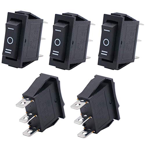 Twidec/5Pcs Rocker Switch 3 Pins 3 Position ON/Off/ON AC 6A/125V 10A ...