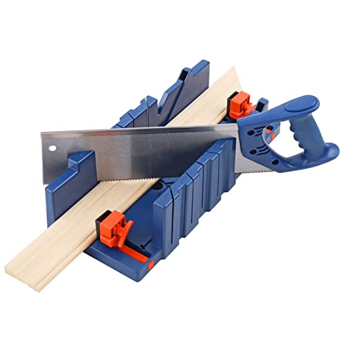 45 Miter Box with Saw Included, Rugged Stable Reinforced Steel Back Saw ...