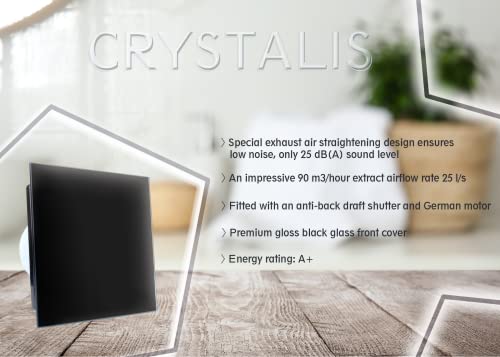 VENTS CRYSTALIS 4 inch Beautiful Glass Cover Black Ceiling Extractor ...