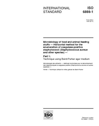 ISO 6888-1:1999, Microbiology of food and animal feeding stuffs - Horizontal method for the ...