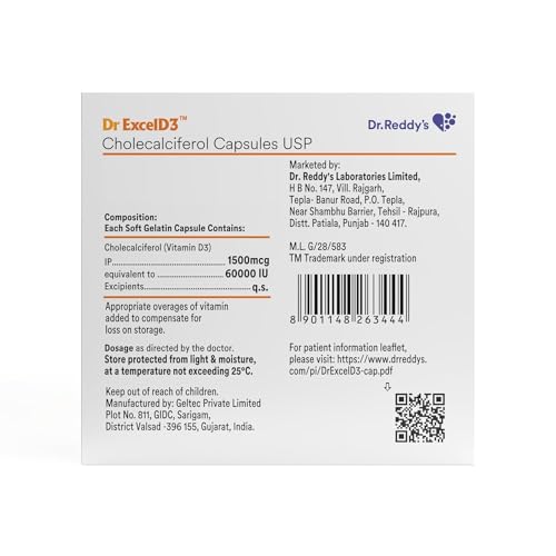 Dr ExcelD 3 From Dr. Reddy's | Vitamin D3 60000 Iu For Bone /Joint ...