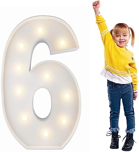 Amazon.com: 3FT Light Up Numbers Pre-Cut Frame Giant Marquee Numbers 6 ...