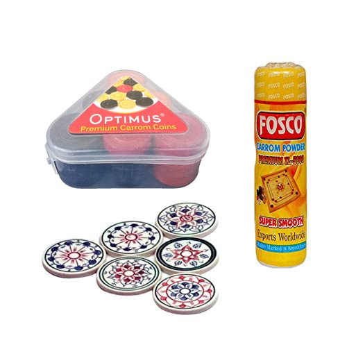 Optimus® Premium Carrom Combo L - 250 gm Disco Carrom Powder 1 Set ...