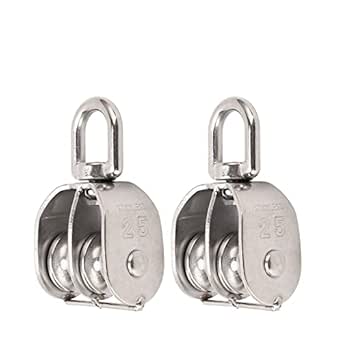 Double Pulley Blocks, 2Pcs Double Pulley, Stainless Steel M25 Double ...