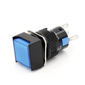 Baomain 16mm Push Button Switch Momentary Square Cap LED Lamp Blue ...