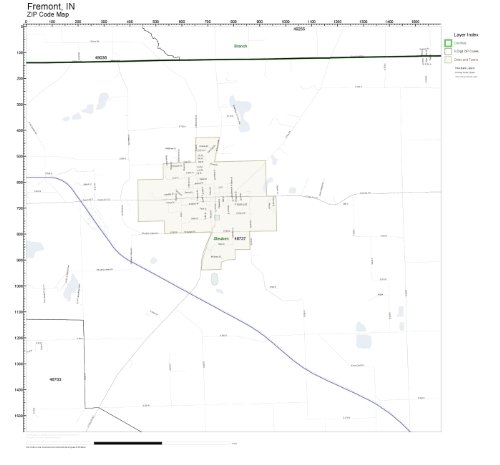 Amazon.com : ZIP Code Wall Map of Fremont, IN ZIP Code Map Not ...