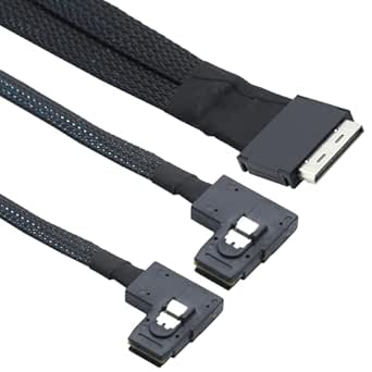 Flexible Oculink PCIe SFF-8611 to Dual 8I SAS SFF-8087 Right Angle Adapters Cable for Server ...