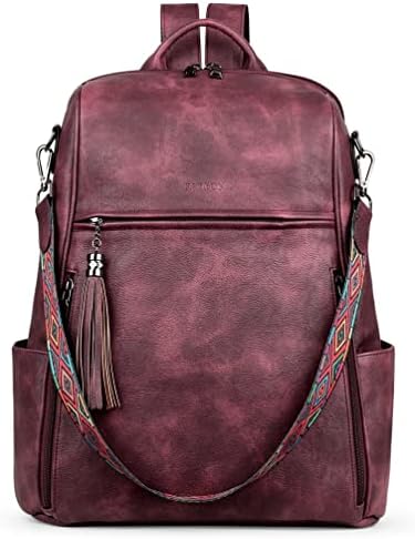 Amazon.com: FADEON Leather Laptop Backpack for Women Designer 15.6 inch ...