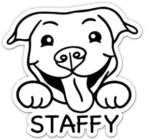 Amazon.com - Staffy Sticker - 3" Laptop Sticker - Waterproof Vinyl for ...