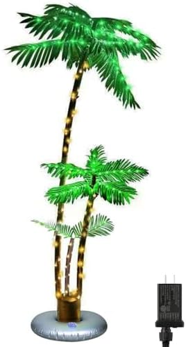 Light Up Artificial Palm Tree,6ft 217 LED Lights 8 Lighting Modes Three ...
