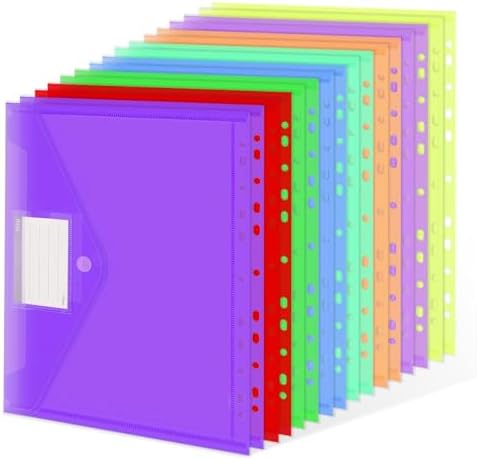 NOTEZMATE 32 Pack Plastic Wallets A4+ Punched Pockets,8 Colours A4 ...