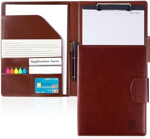 Amazon.com : PU Leather Padfolio,A4 Leather Folder Binder Storage ...