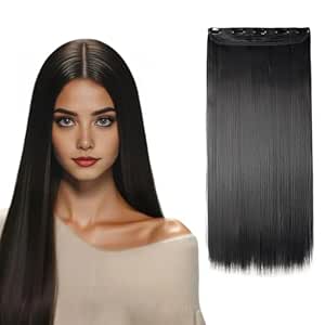 VIEWS 5 Clips Curly Synthetic Heat Resistant Women Straight Extension ...