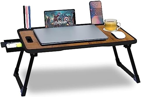 Callas Multipurpose Foldable Laptop Table with Cup Holder | Drawer ...