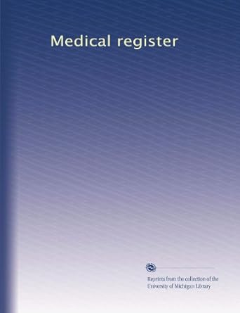 Medical register: Volume 1 : Amazon.in: Books