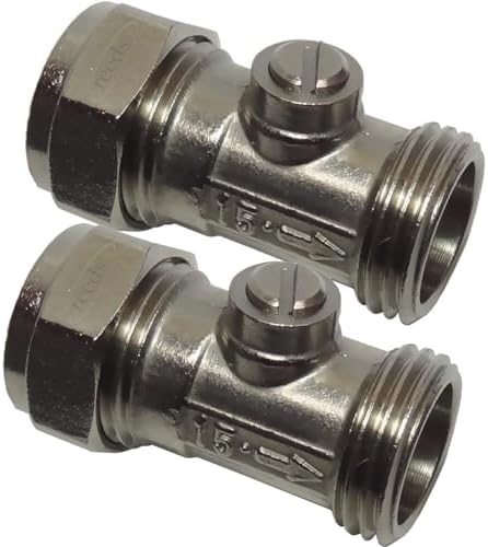 2X Reeds 15mm X 1/2inch Male Iron Flat Faced Isolating Valve for Tap ...