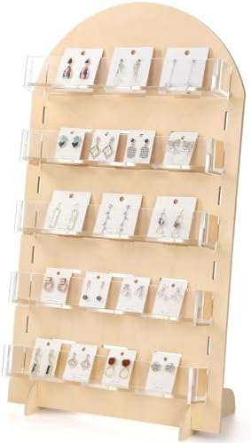 Amazon.com: NBEADS 4-Tier Wood Jewelry Display Stand, Wooden Earring ...