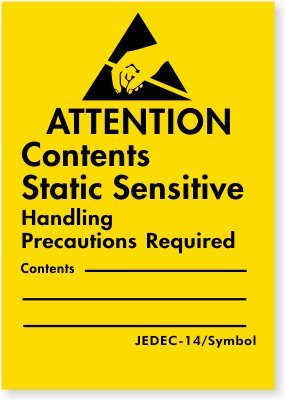 Attention Static Sensitive Label 1.75" X 2.5", asc-273, 1000 Per Roll ...