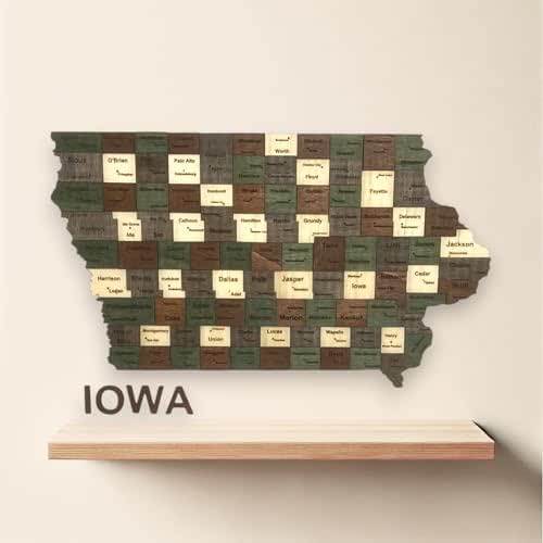 Amazon.com: 3D Wooden Iowa State Map - Handcrafted Hawkeye State Wall ...
