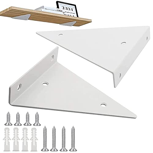 2 Pieces Floating Shelf Brackets, Wall Mounted Triangle Support, Hidden ...