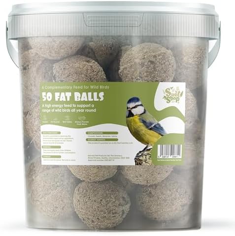 Suet Shop - 50 Suet Fat Balls, 4kg Tub - Enriched with Human Grade Beef ...