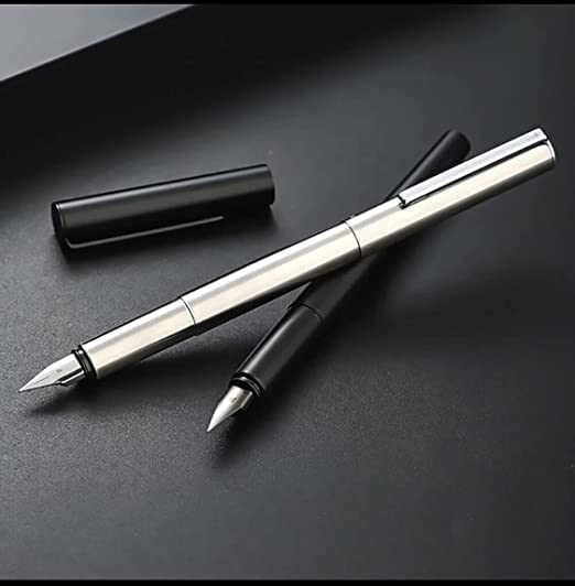 Ledos Set Of 2 - Jinhao 35 Fountain Pen Brushed Steel & Matt Black Body ...