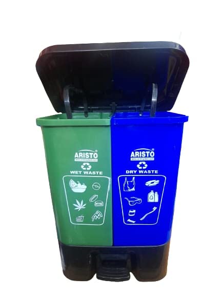 Solid waste 2 in 1 dustbins colour Green Blue 10+10 Liter Wet waste and ...