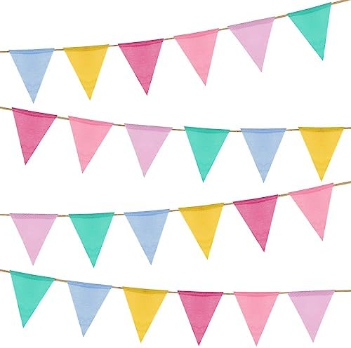Amazon.com: Colorful Pennant Banner, 24pcs Pre-Strung Imitated Burlap ...