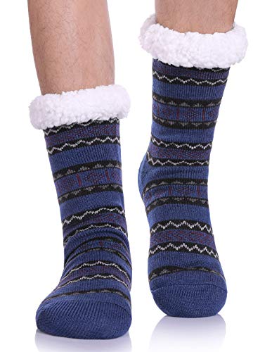 FNOVCO Men's Fluffy Slipper Socks Soft Cozy Warm Winter Indoor Non Skid ...