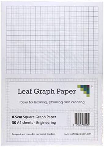 A4 Graph Paper 10mm 1cm Squared - 30 Loose-Leaf Sheets - Grey Grid ...