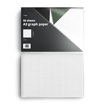 A3 Graph Paper Desk Pad 2mm - 10mm (50 Sheets) 100gsm Premium Paper ...