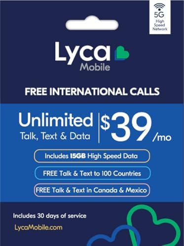 Amazon.com: Lyca Mobile USA Prepaid 5G/4G SIM Card | $39 Plan ...