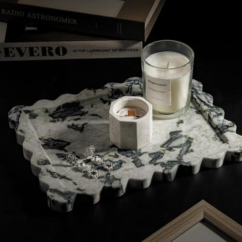 Amazon.com: Natural Calacatta Viola Marble Tray with Scalloped Edge ...