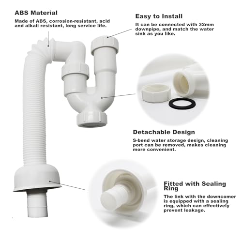 ICEBLUEOR Sink Waste Trap,Flexible Waste Pipe with Multifit Outlet ...